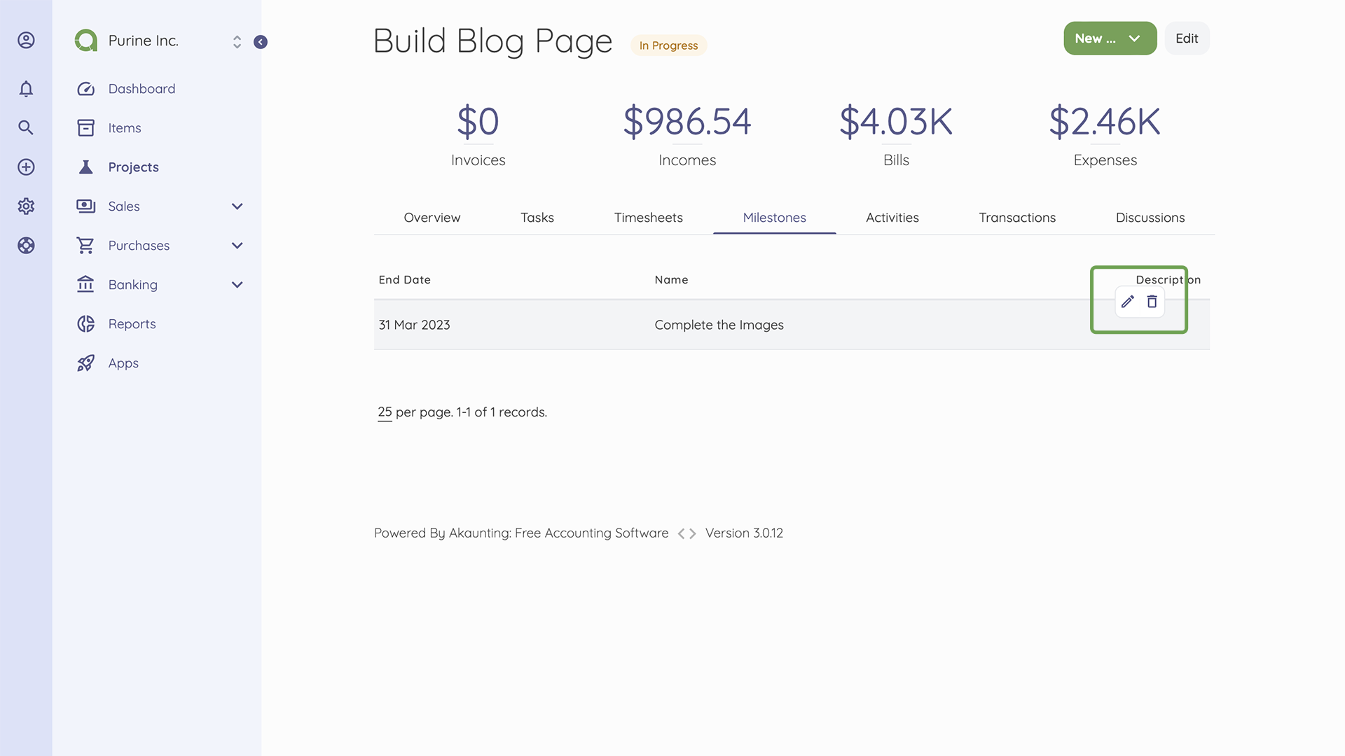 Adding Milestones to a Project - Help Center - Akaunting