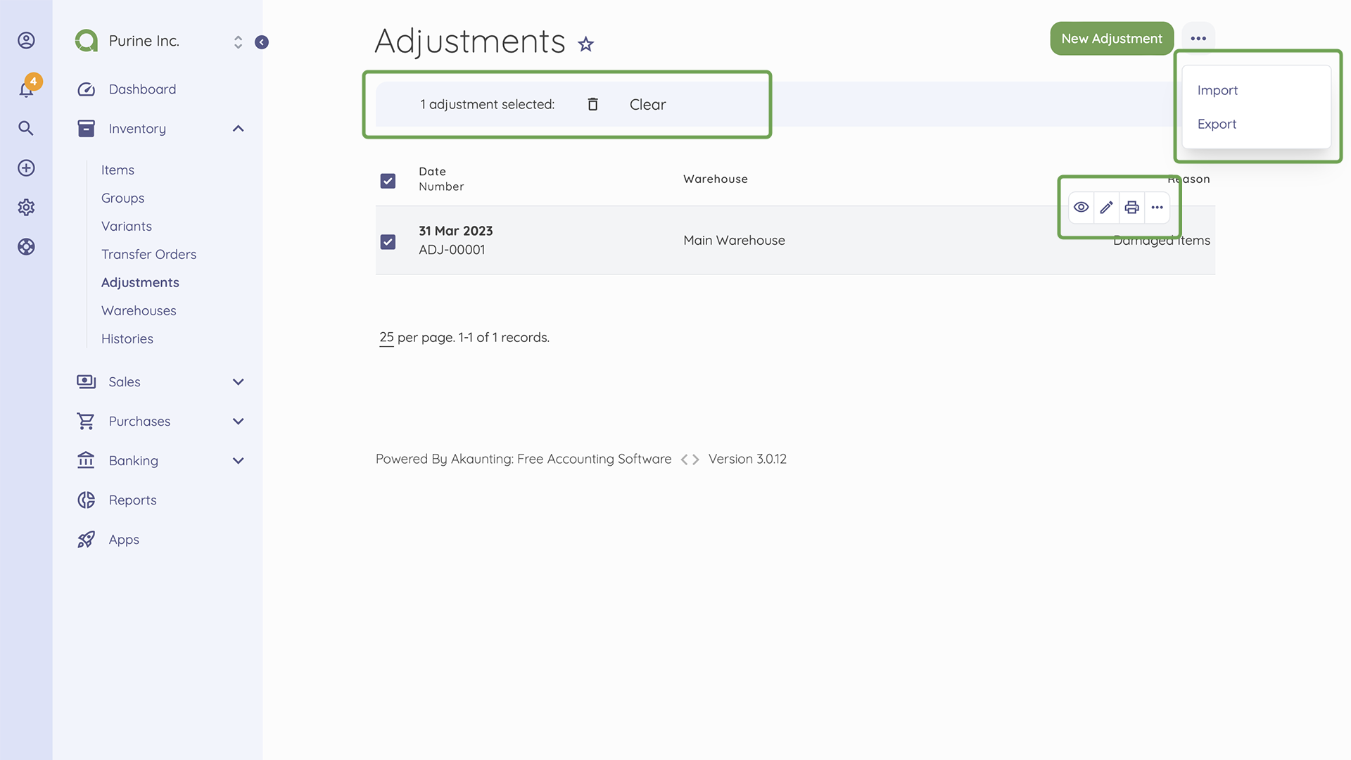 Managing Inventory Adjustments - Help Center - Akaunting