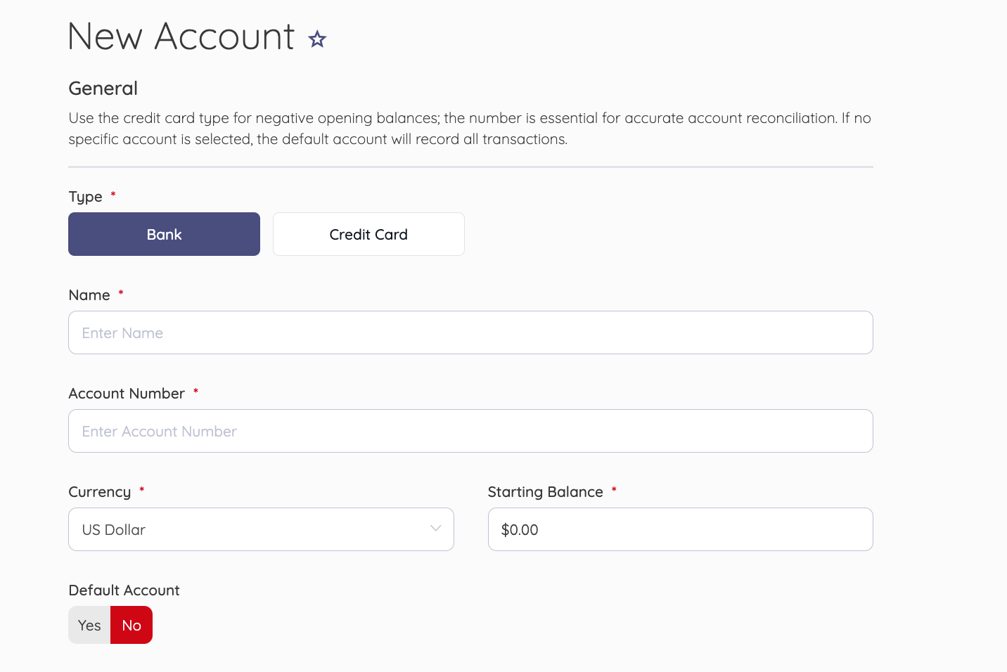 Creating New Account (Bank and Credit Card) - Help Center - Akaunting