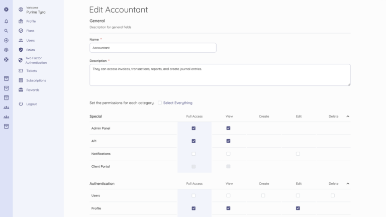 Roles and Permission Levels - Help Center - Akaunting
