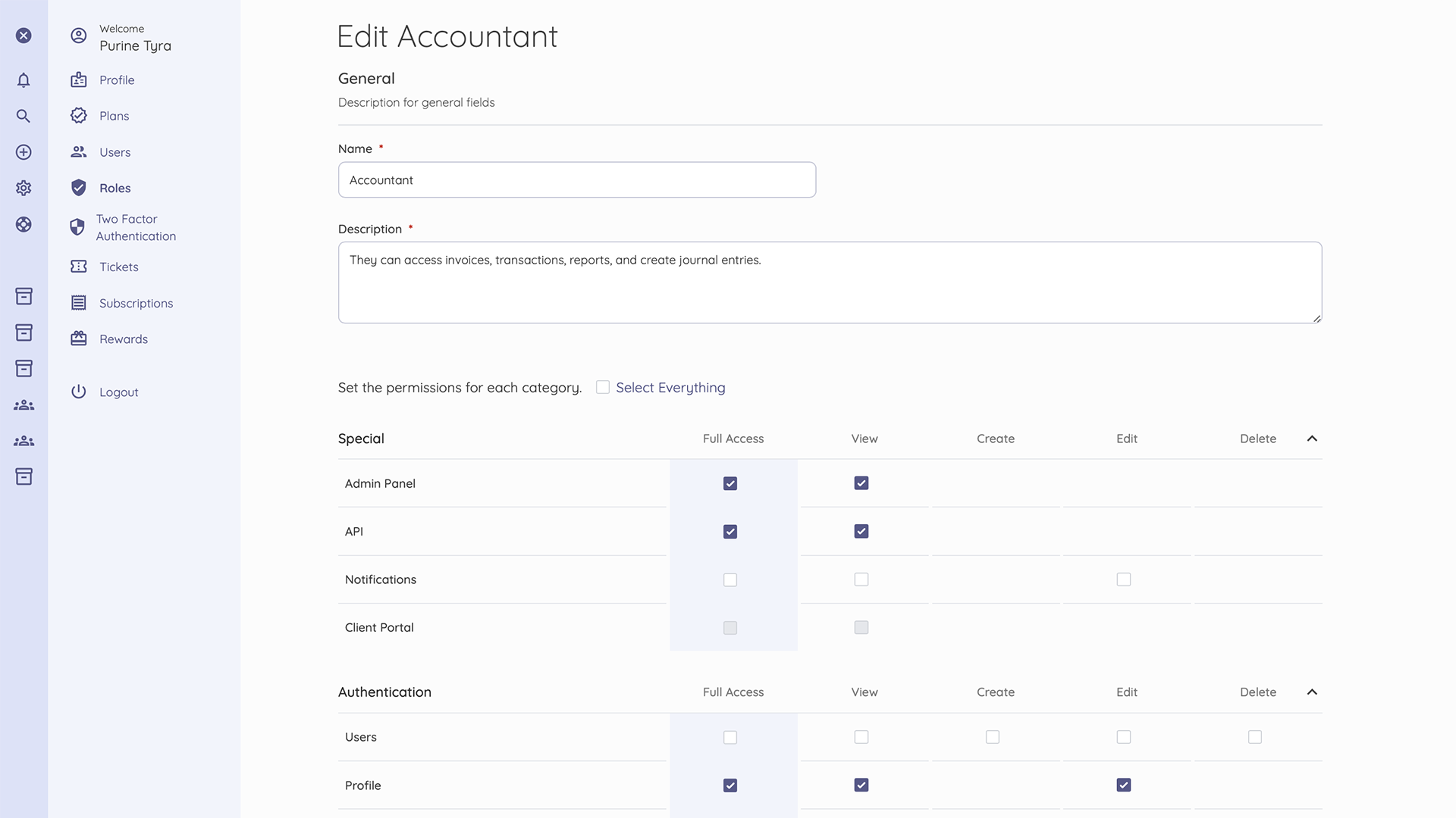 Roles and Permission Levels - Help Center - Akaunting
