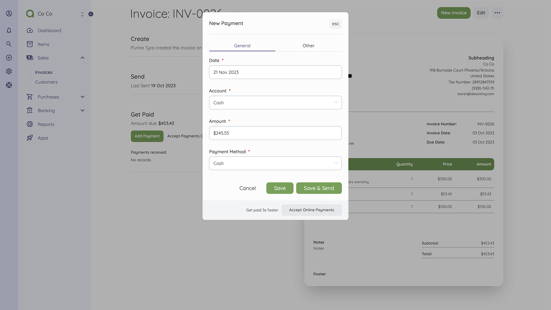 Splitting Invoice Payment - Help Center - Akaunting
